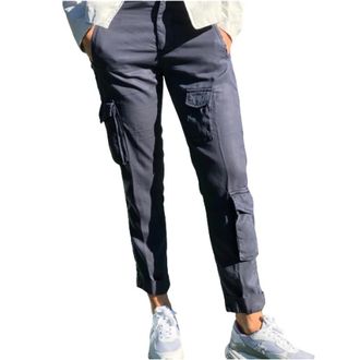 Mason's Cargo-Hose aus weichem Lyocell mit bronzefarbenen Kn&ouml;pfen - - Trousers - Damen - Blau - S