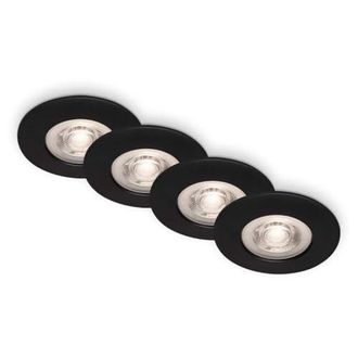 Briloner Jeu de 4 lampes encastr&eacute;es plafond LED, lampes encastr&eacute;es ultraplates, spots encastr&eacute;s salle de bain, spots encastr&eacute;s salle de bain IP44, noir mat, 90