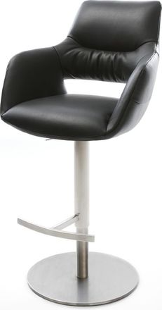 DELIFE Barstuhl Yago-Flex Echt-Leder Schwarz Drehfuß höhenverstellbar Edelstahl drehbar Taschenfederkern, Barstühle