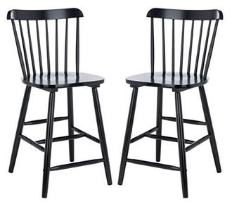 Safavieh Modern Bar & Counter Stool - Set of 2 - with a Back, in Black, 51 X 50 X 96