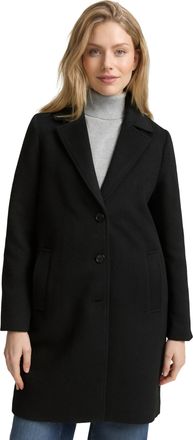 Tom Tailor Damen 1046603 Wollmantel mit Eingriffstaschen, 14482-Deep Black, XXL