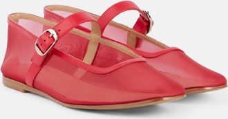 Le Monde Beryl Le Monde Béryl Ballerines Mary Jane en résille et cuir