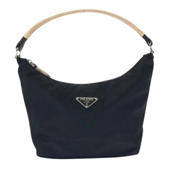 Prada Pre-owned Nylon Tessuto Logo Plate Handbag - - Pre-owned - Damen - Schwarzk - ONE SIZE