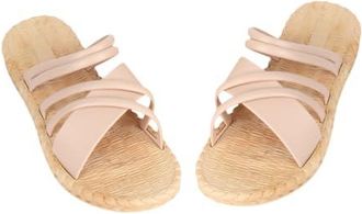 BESTONZON Sandales Romaines Femme Estivales Style Croisé Imitation Corde de Paille Souples et Résistantes Plage et Ville Rose