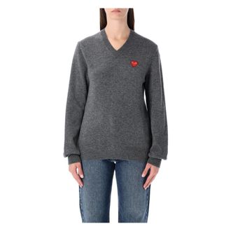 Comme Des Gar&ccedil;ons Femme, Pulls, Gris, Taille: 38 FR V Neck Crystal Heart