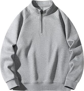 Generic Pull &agrave; fermeture &eacute;clair 1/4 pour homme, sweat-shirt &agrave; col rond, &eacute;lastique, confortable, v&ecirc;tement actif respirant, doux, v&ecirc;tements dext&eacute;rieur tendance,