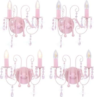 vidaXL Vidaxl - Applique murale à perles Rose 2 ampoules E14 - Applique Murale - Luminaire Mural - Lampadaire - Éclairage Intérieur - Ambiance Chaleureuse
