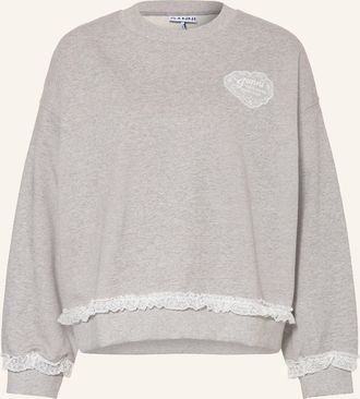 Ganni Sweatshirt Mit Spitze grau