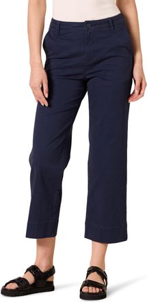 Amazon Essentials Damen Knöchellange Hose mit weitem Bein, hohe Taille, schmale Passform, Khaki, Marineblau, 16 Short