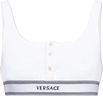 Versace Femme, Sous-v&ecirc;tements, Blanc, Taille: 40 FR Bralette en jersey de coton c&ocirc;tel&eacute;