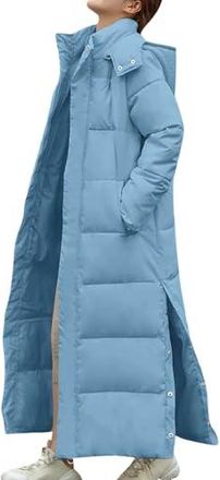 Generico Manteau Femme Dhiver Élégant Long Vestes À Capuche Chaud Veste Automne Hiver Veste Manteaux Décontracté Rembourré Veste Polaire Outwear Avec Zip Et Po