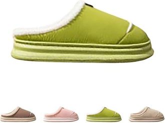 Generic Pantoufles à semelle épaisse pour femme - Pantoufles unies à bout rond - Chaussures décontractées douces pour lhiver - Chaussures thermiques chaudes e