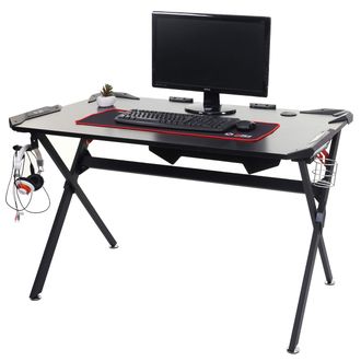 Mendler Schreibtisch HWC-F11, Computertisch Jugend-Schreibtisch, Gaming 120x75cm MVG schwarz