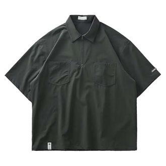 Generic Polo Homme Jeune Populaire Couleur Unie Cinq Quarts Manches &Eacute;t&eacute; Polyvalente Mode Hommes Chemise, Vert fonc&eacute;., 3XL