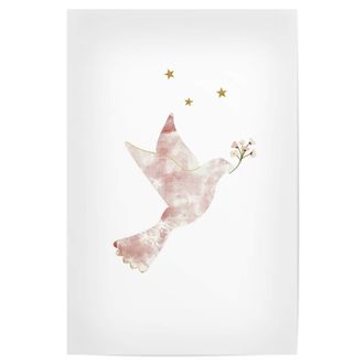 artboxONE Poster 30x20 cm F&uuml;r Kinder Taube mit Sternchen hochwertiger Design Kunstdruck - Bild Taube Taube Vogel