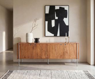 DELIFE Sideboard Rivoro 210 cm Akazie Natur 4 T&uuml;ren, Sideboards