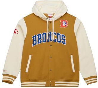 Mitchell & Ness NFL Veste coll&egrave;ge vintage avec capuche - manches contrast&eacute;es, fermeture &agrave; bouton-pression (FR/ES, Alpha/lettres, TTG, Taille normale, Taille normale, 