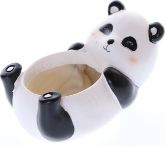 Kawaii-Story DH-R7A7H5 Liegender Panda niedlich mini Topf mit Drainage f&uuml;r Zimmerpflanzen Sukkulenten Garten Gartenfigur Tier Skulptur Dekoration 9cm