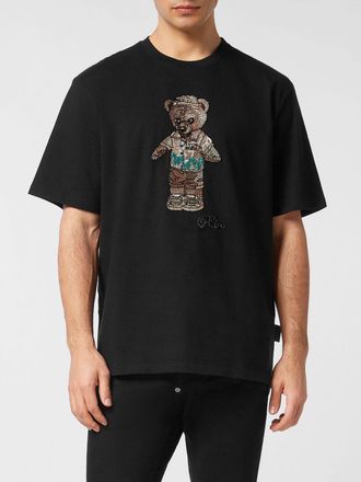 Philipp Plein T-shirt en coton avec broderie Teddy Bear et applications