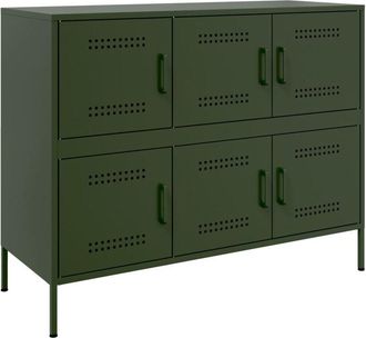 vidaXL Buffet gr&uuml;n oliv 100,5x39x79 cm aus kaltgewalztem Stahl