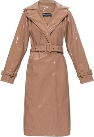 Dolce & Gabbana Femme, Vestes, Rose, Taille: 38 FR Trench-coat enduit en similicuir