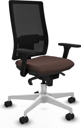 Piqueras y Crespo B&uuml;rostuhl mit 3D-Armlehnen, ausgestattet mit 5 Positionen und Schaumstoff, 65 mm Nylon-Rollen, Schwarz/Dunkelbraun