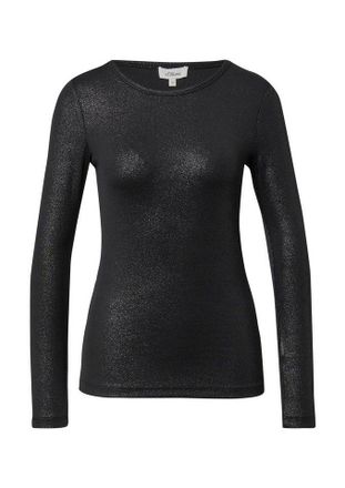 s.Oliver Langarmshirt T-Shirt Ripp-Shirt mit Glitzer-Effekt
