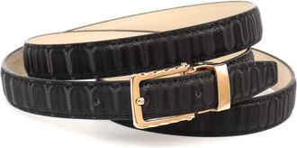 Anthoni Crown Damen Ledergürtel Gürtel, Schwarz, 100