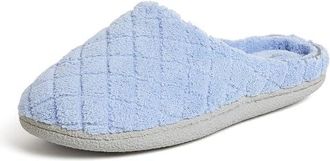 Dearfoams Femme Leslie Sabots matelassés en Tissu éponge avec Chaussons Larges, Bleu Clair, Large