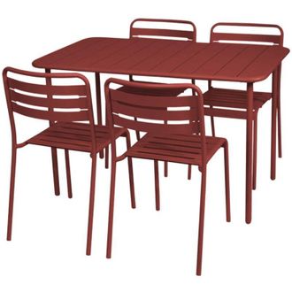 Sweeek Gartentisch + 4 St&uuml;hle aus Stahl