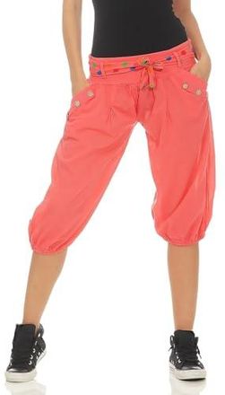 Malito more than fashion Malito Femme Pantalon Harem Court Ceinture Baggy Aladin Yoga 3416 (Corail)