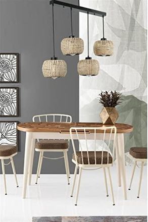 Opviq Elegant Rattan Chandelier, Adjustable Height 65 cm, E27 Max 40W | Bohemian, Scandinavian, Southwestern Design | Perfect for Country Homes