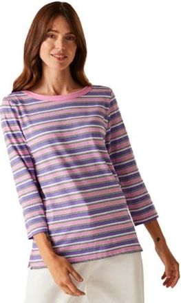 Regatta Bayletta II T-shirt &agrave; manches 3/4 pour femme, Rose p&acirc;le/rayures multicolores, 48