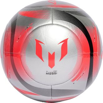 adidas Unisex Messi Club Ball, Silver Metallic/Lucid Red/Black, 4