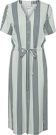 Ichi IHEA DRDamen Freizeitkleid Kleid mit V-Ausschnitt Kurzarm gestreift, Größe:L, Farbe:Dewkist (130107)