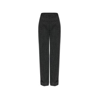 Alexander McQueen Wollhose mit vertikalen N&auml;hten an den Beinen - - Trousers - Damen - Grau - M