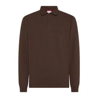 Sun 68 Polo manches longues &agrave; col &agrave; petites rayures - Homme - Tops - Brun - Taille: 2XL