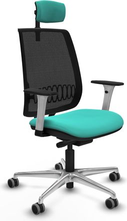 Piqueras y Crespo Ergonomischer PC-Stuhl Alares mit wei&szlig;en und schwarzen Armlehnen, h&ouml;henverstellbare Lendenwirbelst&uuml;tze und Kopfteil, h&ouml;henverstellbar und neigbar, Sch