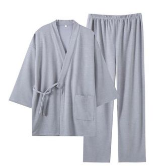 Generic Pyjama Homme Hiver Pyjama Polaire Homme Ensemble Deux Pi&egrave;ces Printemps Automne en Velours D&eacute;contract&eacute; Manches Longues Tenue Simple et Confortable