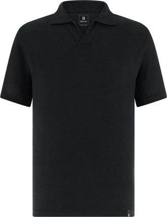 Boggi Milano Homme, Tops, Noir, Taille: XL Polo en jersey de lin stretch