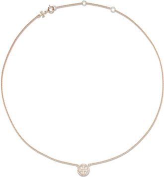 Tory Burch Femme, Accessoires, Rose, Taille: ONE Size Collier avec pendentif logo pav&eacute;