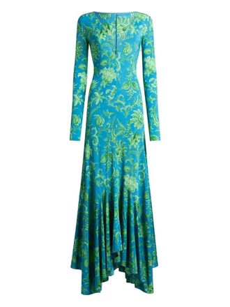 Etro Floral Print Viscose Dress - Blue