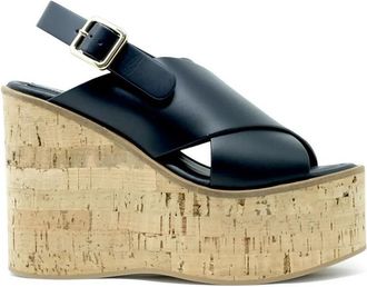 Paloma Barcel&oacute; Sandalen - Black Leather Begonia Wedge Sandals - Gr. 36 (EU) - in Beige - f&uuml;r Damen