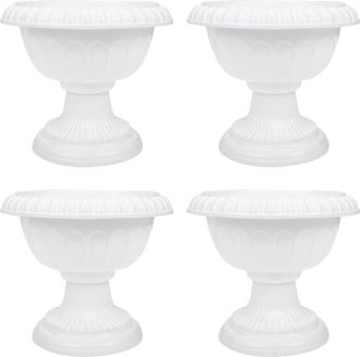 Pretyzoom Mini R&ouml;mische Blument&ouml;pfe Aus Kunststoff 4Er Set Europ&auml;ischer Stil Hochzeit Tischdekoration Balkon Garten Deko Wei&szlig; 6.3X6.3X5.5 Zoll
