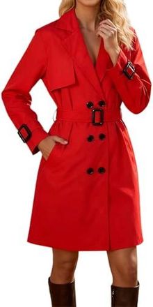 Generic Vestes pour femmes 2026 style occidental double boutonnage anorak veste pour chaud automne hiver manteau long coupe-vent v&ecirc;tements dext&eacute;rieur avec cap