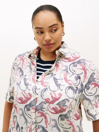Tommy Hilfiger Kurzarmshirt CRV ESS LINEN SHIRT WITH SS in gro&szlig;en Gr&ouml;&szlig;en