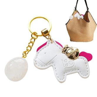 Generic Porte-cl&eacute;s pour sac &agrave; main, ann&eacute;e du cheval 2026, porte-cl&eacute;s en cuir synth&eacute;tique, pendentif cheval | pour hommes, femmes, gar&ccedil;ons, filles, jeunes, ado