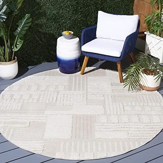 Safavieh Zeitgenössische Teppich für Wohnzimmer, Esszimmer, Schlafzimmer - Trends, Mittlerer Stapel, Beige und Elfenbein, 201 X 201 cm