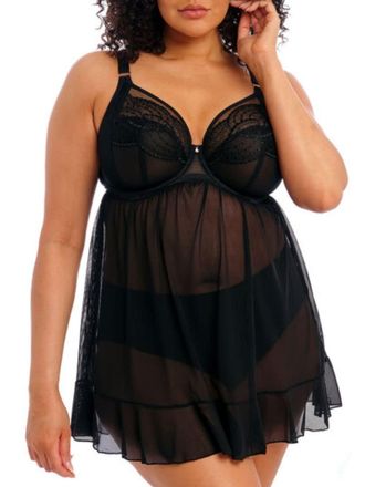 Elomi Damen Priya Babydoll mit Bügel Plunge-BH, Blickdicht, Schwarz, 42GG