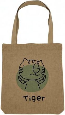 Fabulous Sac Shopping Tote Bag Aspect Lin - Tigre Signe Astrologique Chinois Dessin Zodiaque Horoscope Animal Illustration - Sac de Courses Toile Epaisse 360g 
